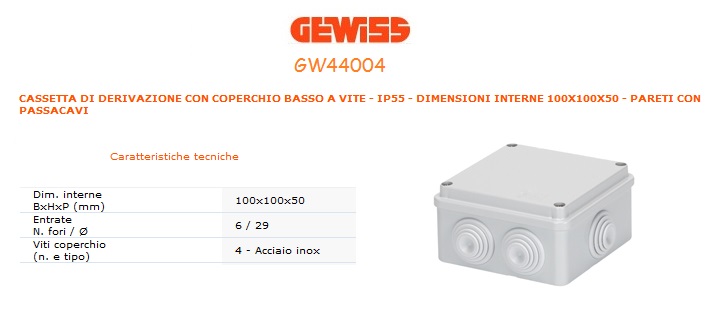 Acquista materiale elettrico e accessori online CASSETTA DI DERIVAZIONE ...
