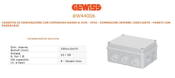 Acquista materiale elettrico e accessori online CASSETTA DI DERIVAZIONE ...